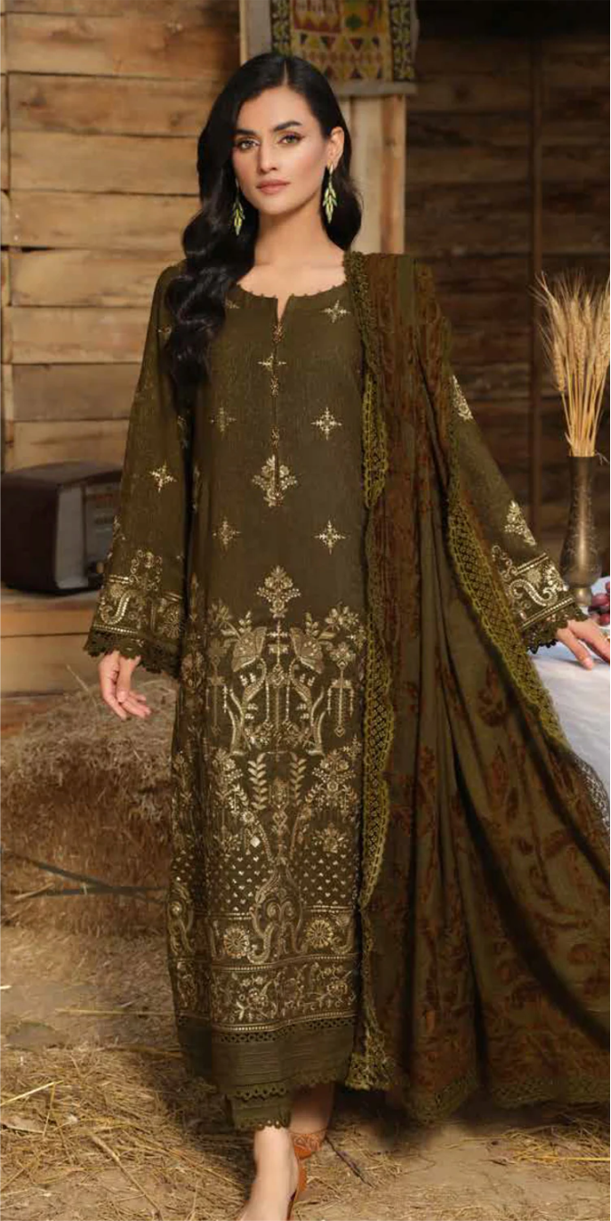 Tehzeeb Embroidered Leather Peach Collection With Embroidered Velvet J ...